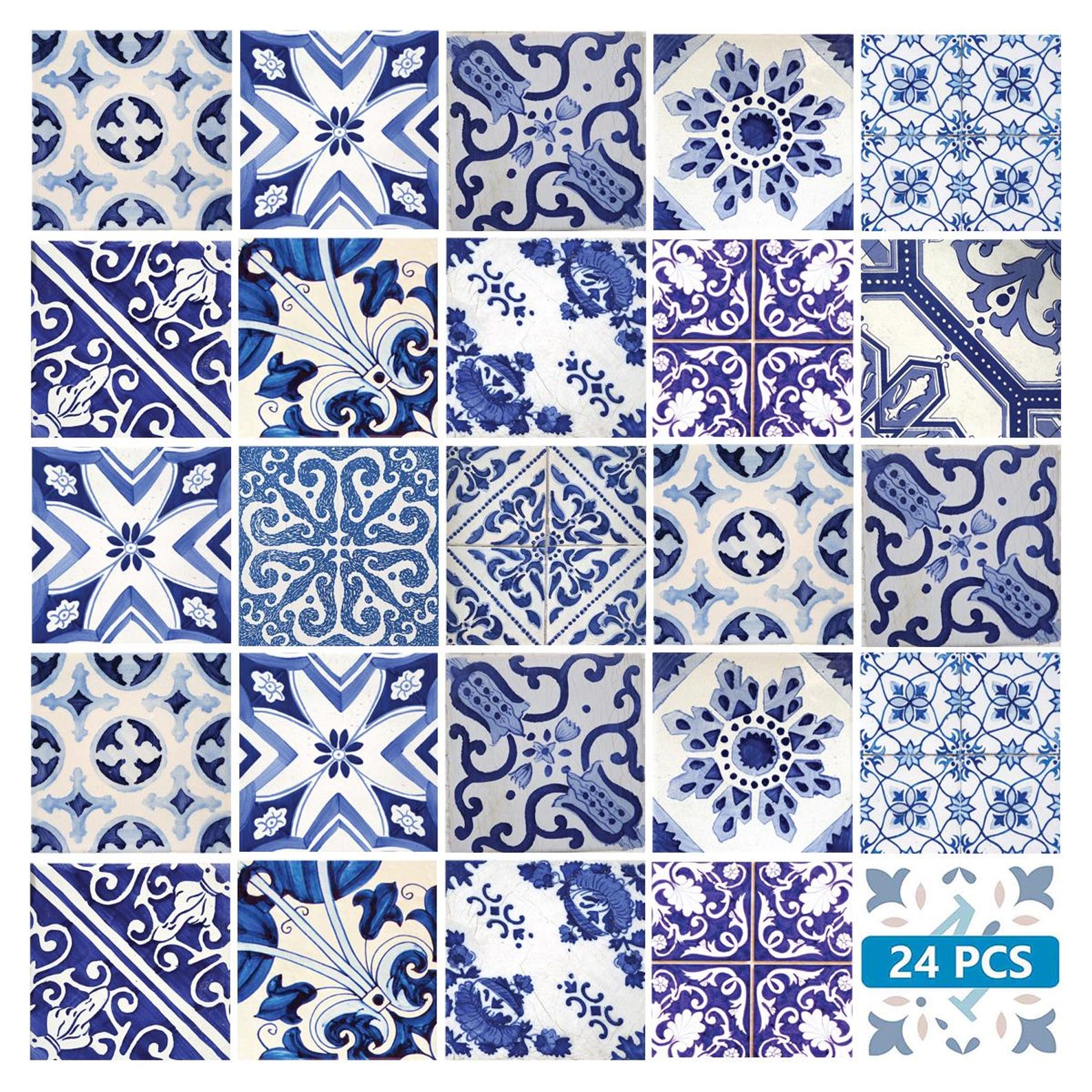 Spanish Set of 24 Tiles Decals Tiles Stickers Tiles for Walls Kitchen ...