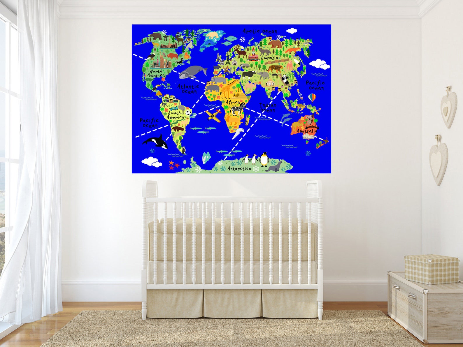HUGE Baby Boy Room Map of the World Playroom Decal World Map | Etsy
