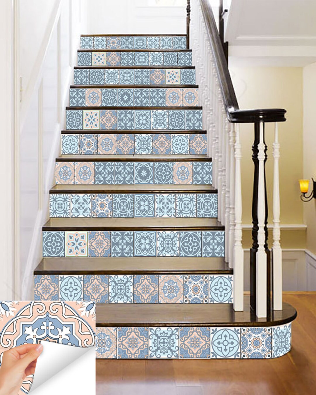Turquoise Blue Tile Stickers Set of 24 Tile Decals Mixed Tiles for ...