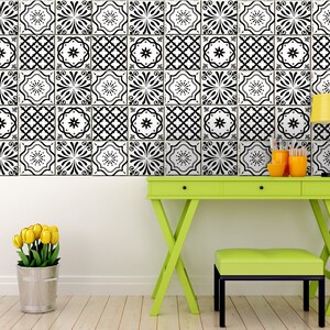 Black and White Tile Set of 24 Tiles Decals Tiles Stickers Tiles for ...