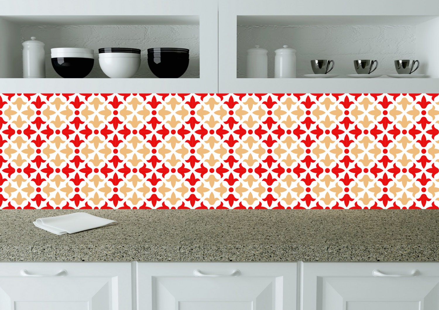 Cream Red Vintage Tile Stickers Wall Mural Tile Mexican Set of | Etsy