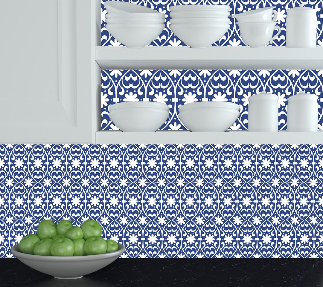 BLUE Kitchen Decals Set of 24 Tile Stickers Kitchen Decals Tiles ...