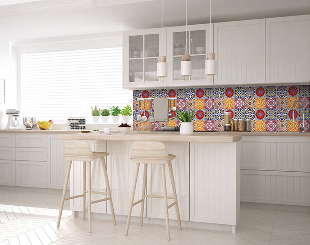 Kitchen Decals Peel and Stick Backsplas Stickers 24 Tiles Decals Tiles ...