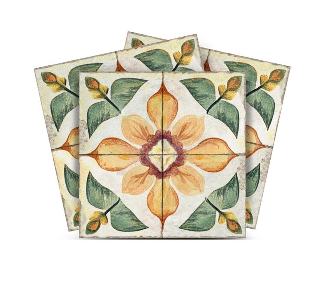 Self-adhesive Tiles Peel and Stick Trends Vintage Green Blue Orange ...