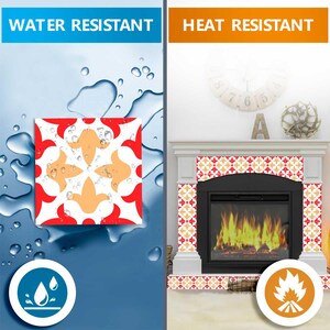 Cream Red Vintage Tile Stickers Wall Mural Tile Mexican Set of 24 Tiles ...