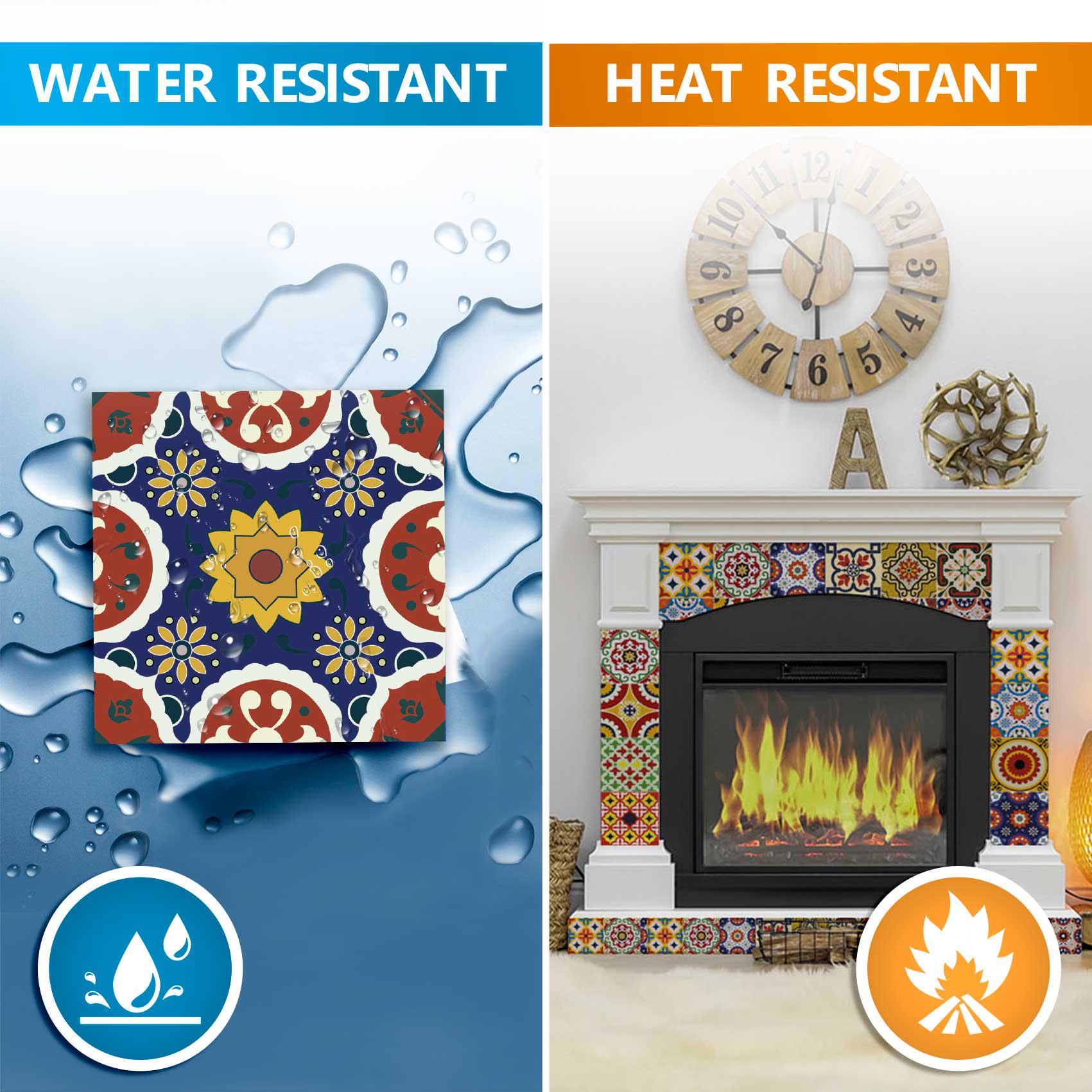 Stickers Tile Kitchen Decals Set of 24 Vintage Mural Mexican Tiles ...