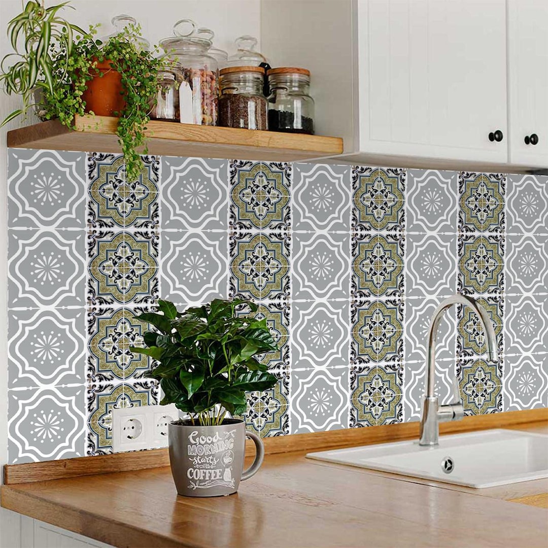 Kitchen Decals Peel and Stick Backsplas Stickers 24 Tiles Decals Tiles ...