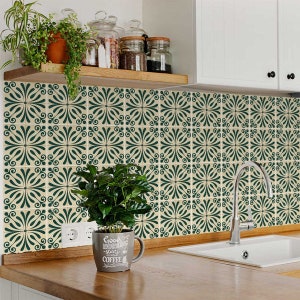 Green Peel and Stick Vinyl Cover Tile Stickers Wall Decor Wallpaper ...