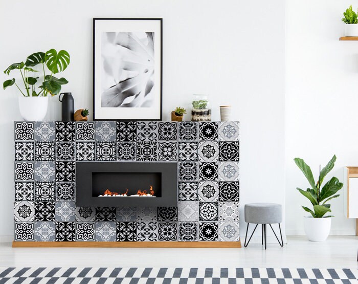 Fireplace Decals peel and stick backsplas stickers 24 Tiles | Etsy
