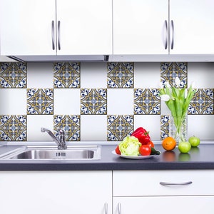 Set of 24 Vintage Traditional Tiles Decals Bathroom Stickers Mixed ...