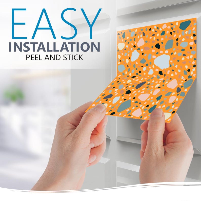Terrazzo Peel and Stick Backsplash Tile Stickers 24 Tiles Decals Tiles ...