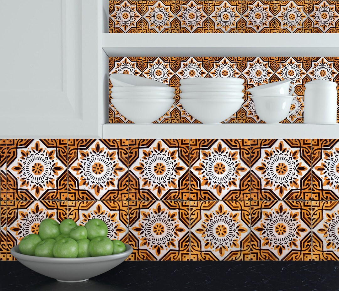 Set of 24 Wall Decals Tile Stickers Spanish Tiles Kitchen Decals ...