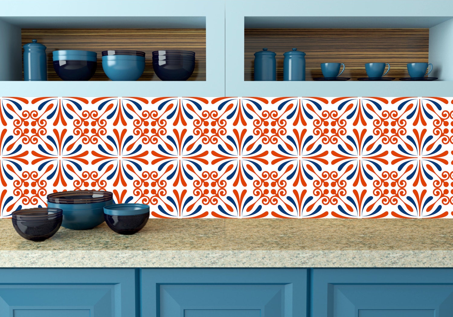 Set of 24 orange Tile Stickers kitchen Decals Tiles Stickers | Etsy