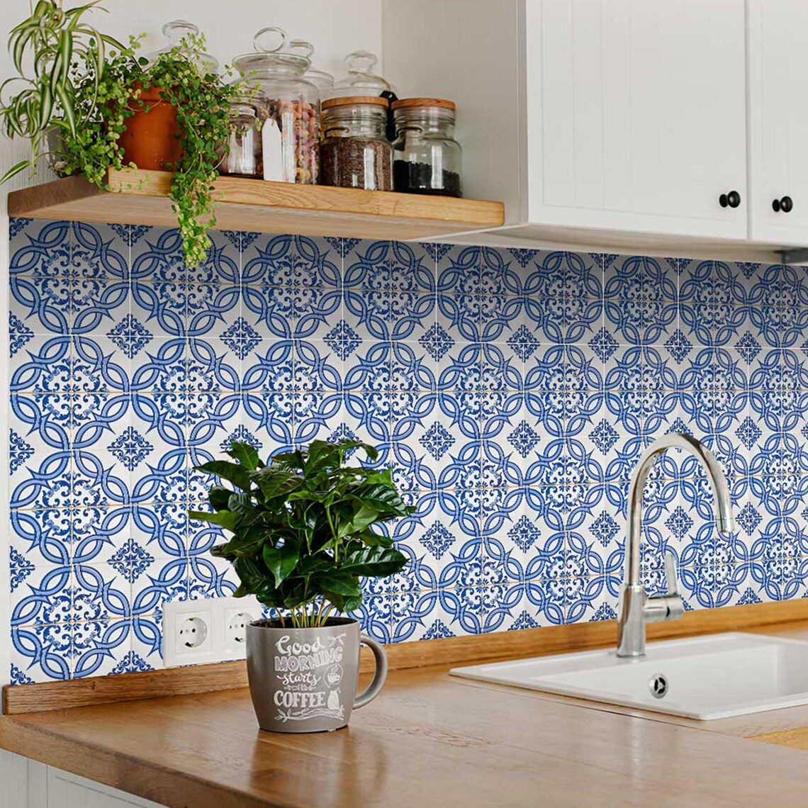 Kitchen Decals Peel and Stick Backsplas Stickers 24 Tiles Decals Tiles ...