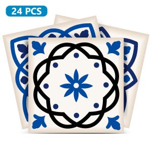 Turquoise Blue Tile Stickers Set of 24 Tile Decals Mixed Tiles for ...