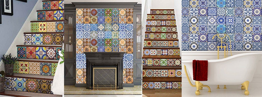 Spanish Set of 24 Tiles Decals Tiles Stickers Tiles for Walls | Etsy