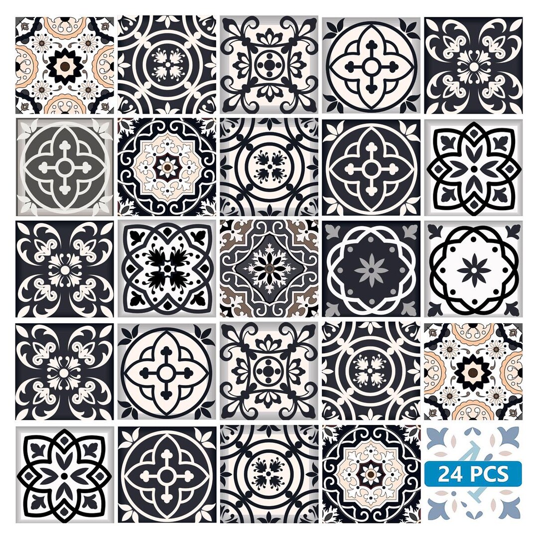 Black & White Tile Decals Tile Stickers Kitchen Deals Bathroom Tiles ...