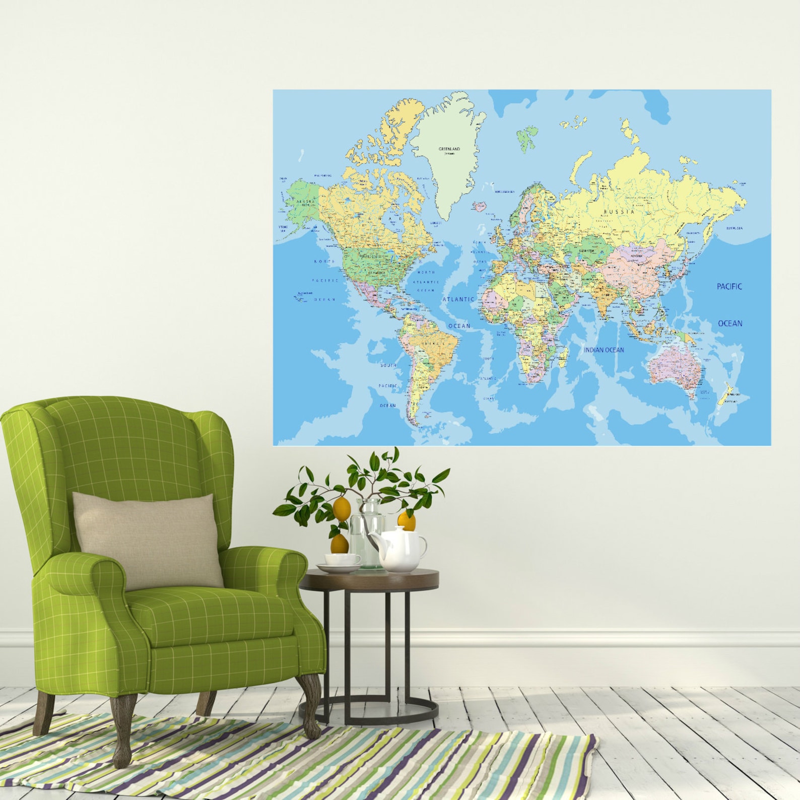 World Map Globe Wall Decals Wall Sticker Map Sdecals Home Style ...