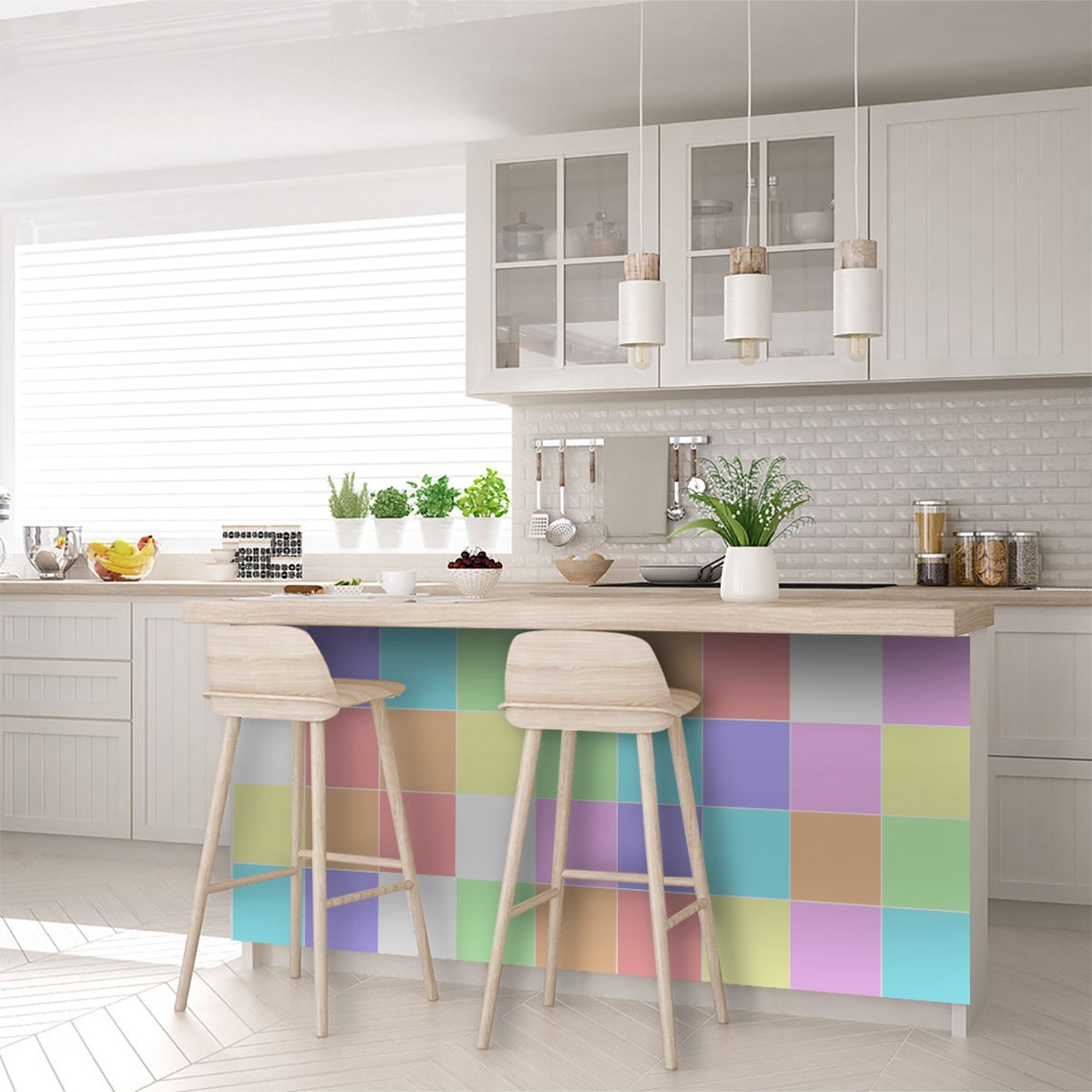 Pestle Rainbow Colors Peel and Stick Wallpaper Tile Stickers DIY ...