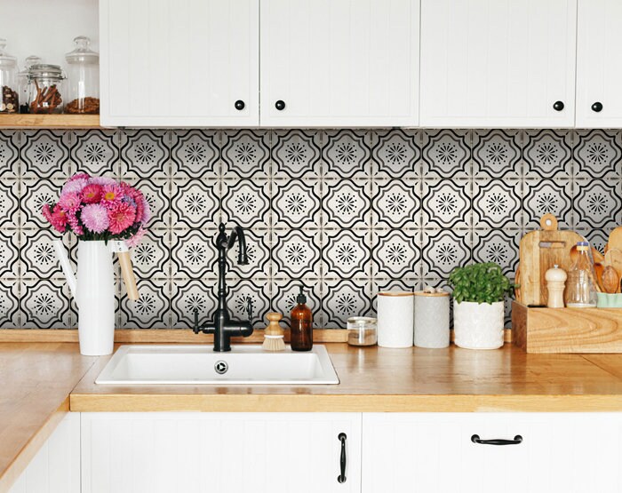24 Vintage Traditional Tiles Decals White Stickers Stairs Decals Tiles ...
