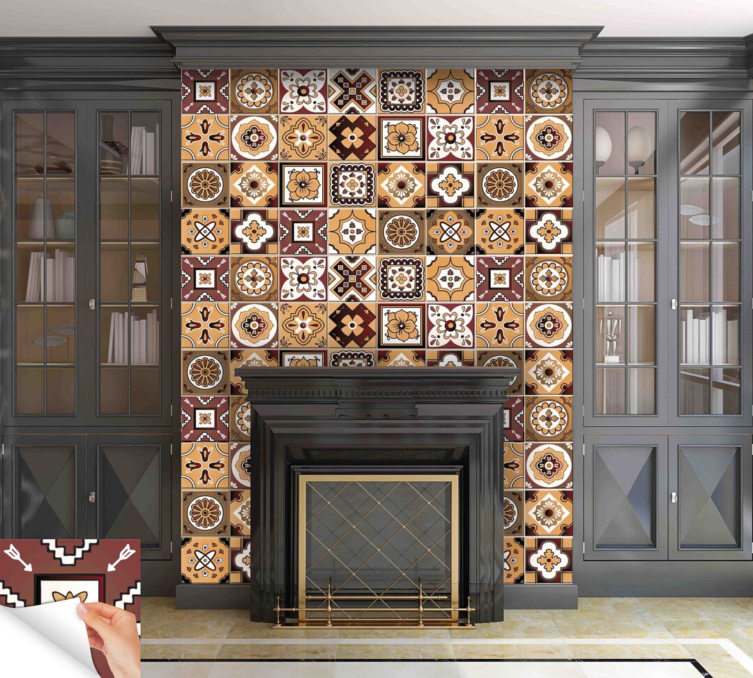 Decals 24 Cream Tiles Decals Bathroom Stickers Mixed Tiles for Walls ...