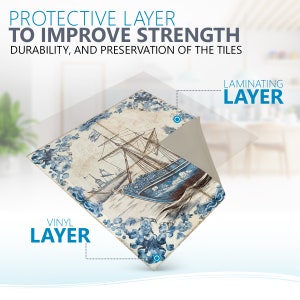 Set of 24 Stick on Tiles Backsplash, Boat Delft Tiles Peel and Stick ...