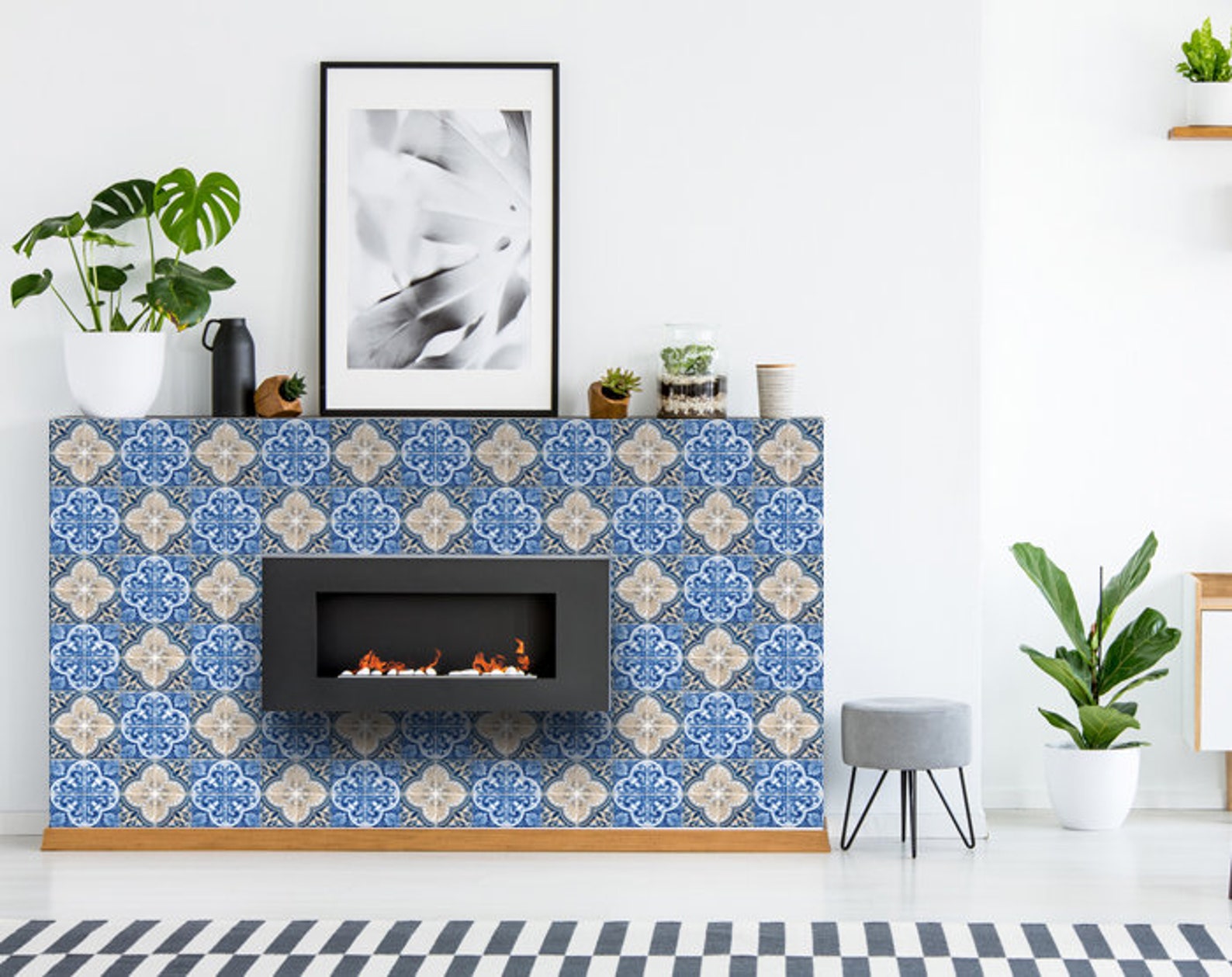 Fireplace Decals Peel and Stick Backsplas Stickers 24 Tiles Decals ...