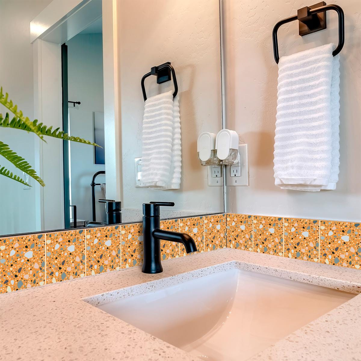 Terrazzo Peel and Stick Backsplash Tile Stickers 24 Tiles Decals Tiles ...