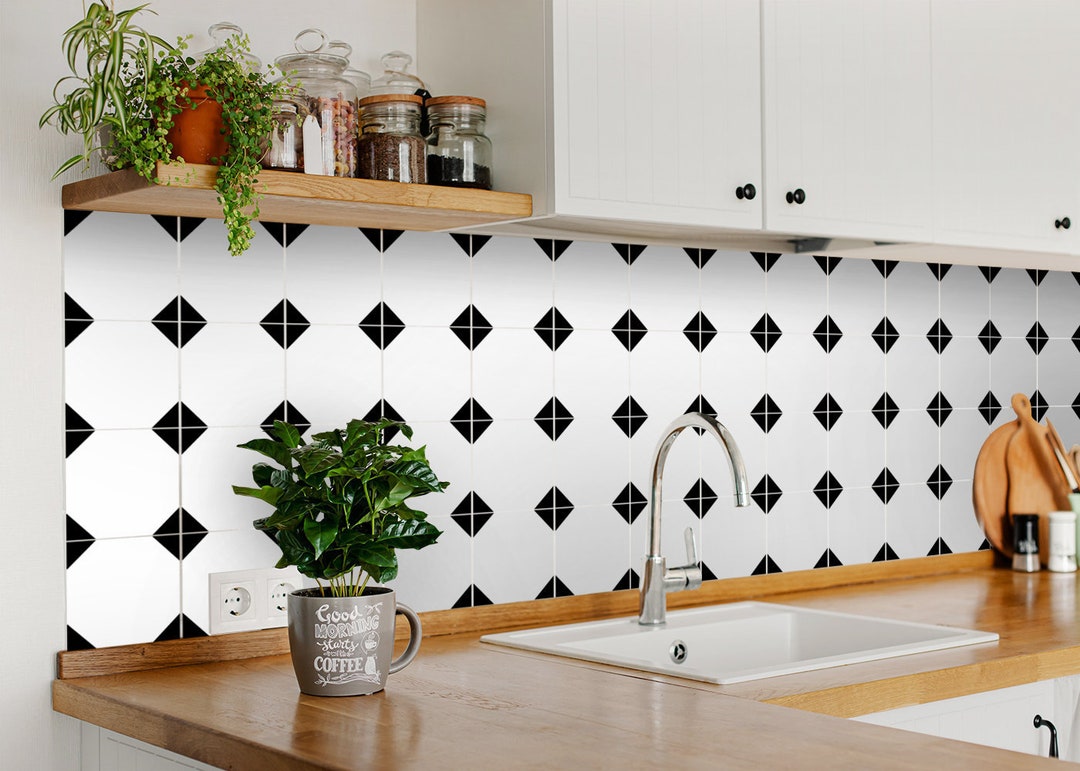 Makeover Kitchen DIY Peel and Stick Backsplash Stickers 24 Tiles Decals ...