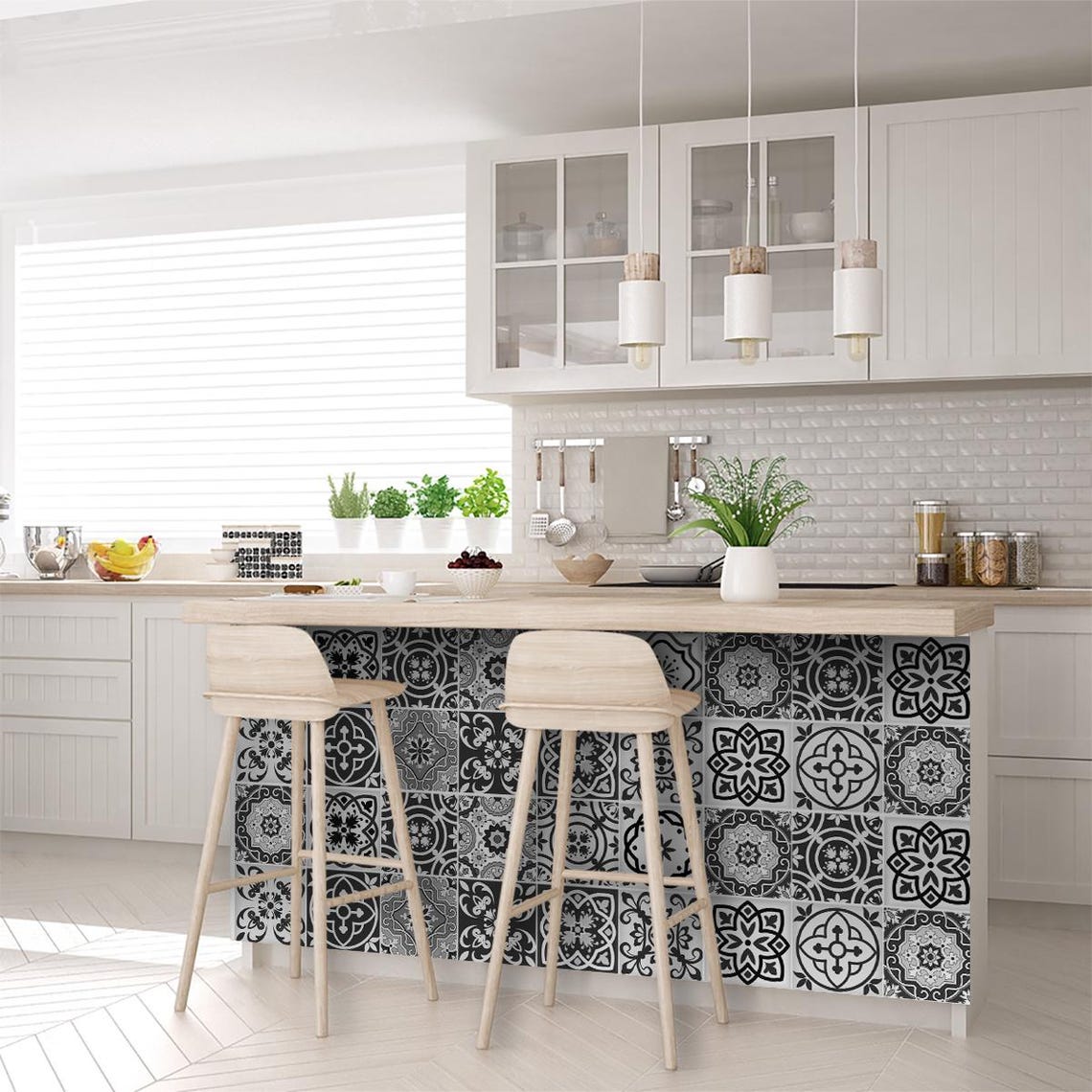 Set of 24 Traditional Backsplash Peel and Stick Tiles Decals Bathroom ...