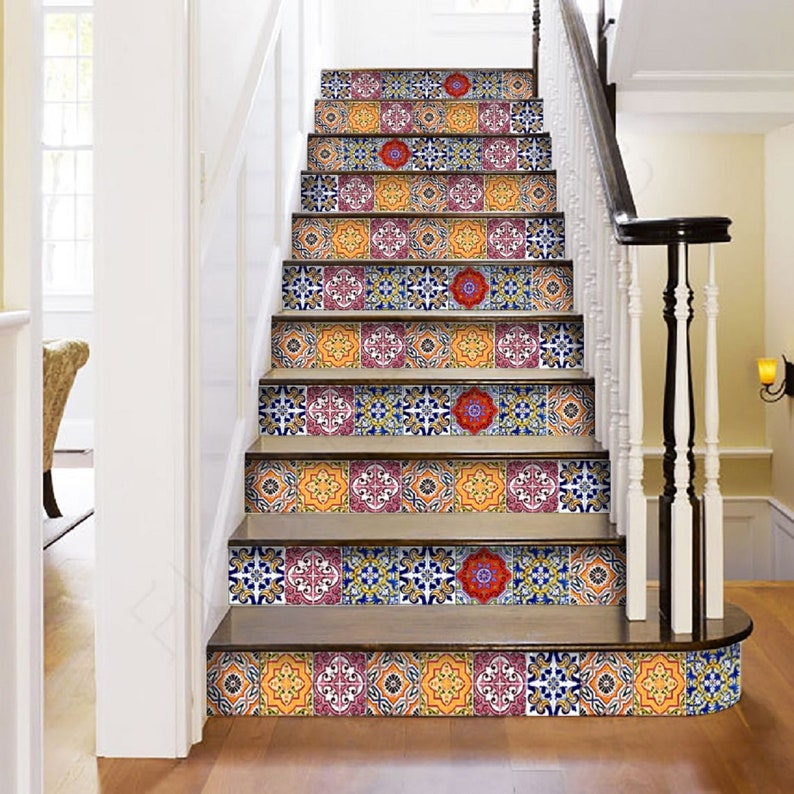 Stair Riser Decals Staris Decals Tiles Stickers Mixed Tiles | Etsy