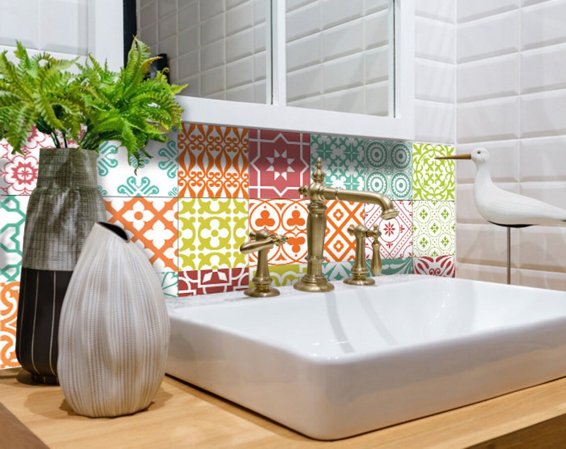 Tile Stickers 24 Tiles Decals Tiles Stickers Mixed Tiles for - Etsy