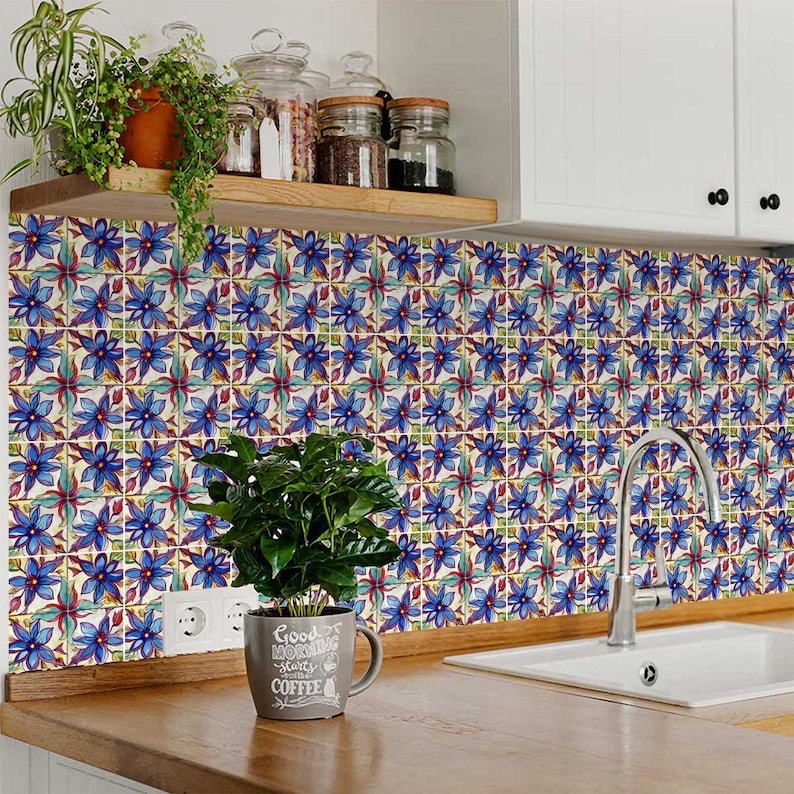 Flower Tile Backsplash Flower Tile Flower Wall Paper Wall Decor Ikea ...
