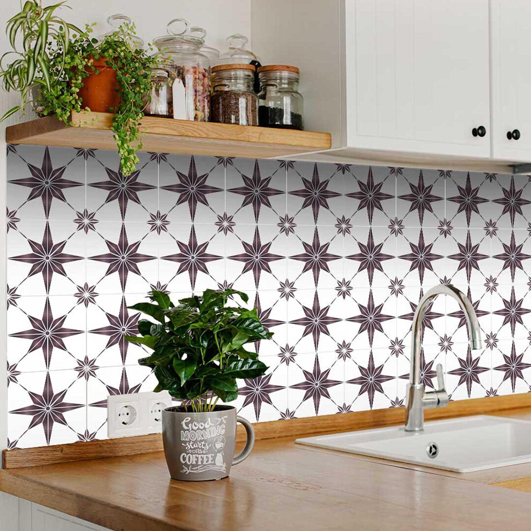 Beautiful Dark Purple Star Shaped Backsplash for Home Design Model ...