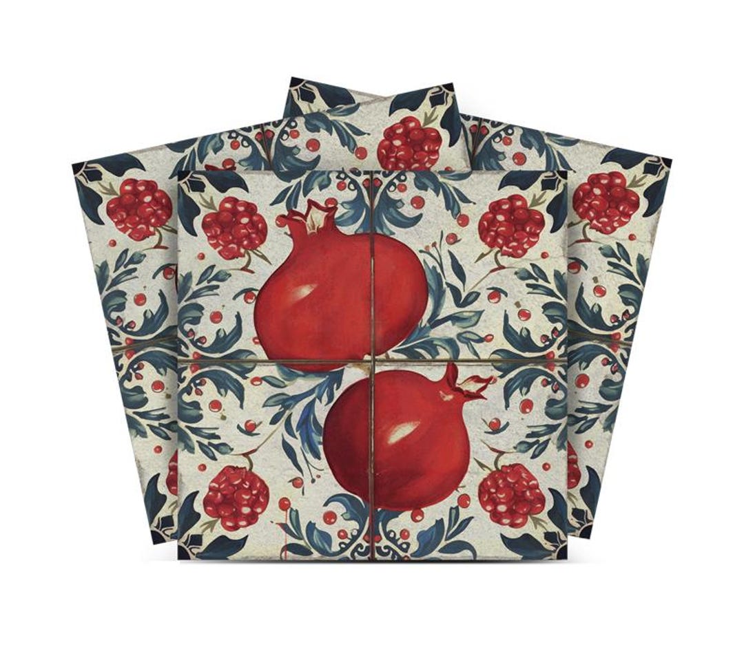 Pomegranate Peel and Stick Vinyl Tile Stickers Pomegranate Tiles L30 ...