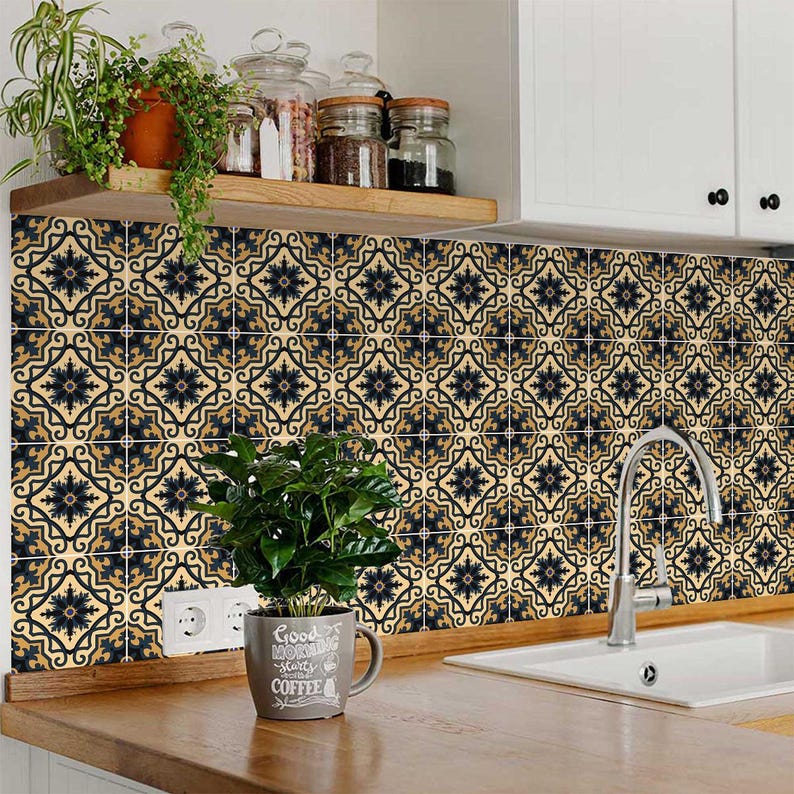 Bathroom Decals Peel and Stick Backsplas Stickers 24 Tiles Decals Tiles ...