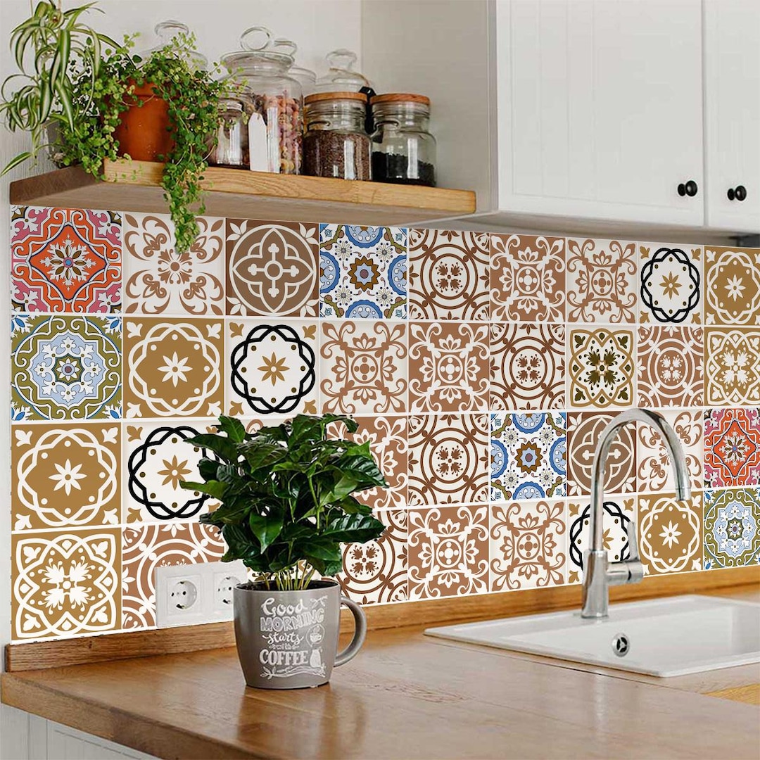 24 Tiles Decals Bathroom Stickers Mixed Tiles for Walls Kitchen Decals ...