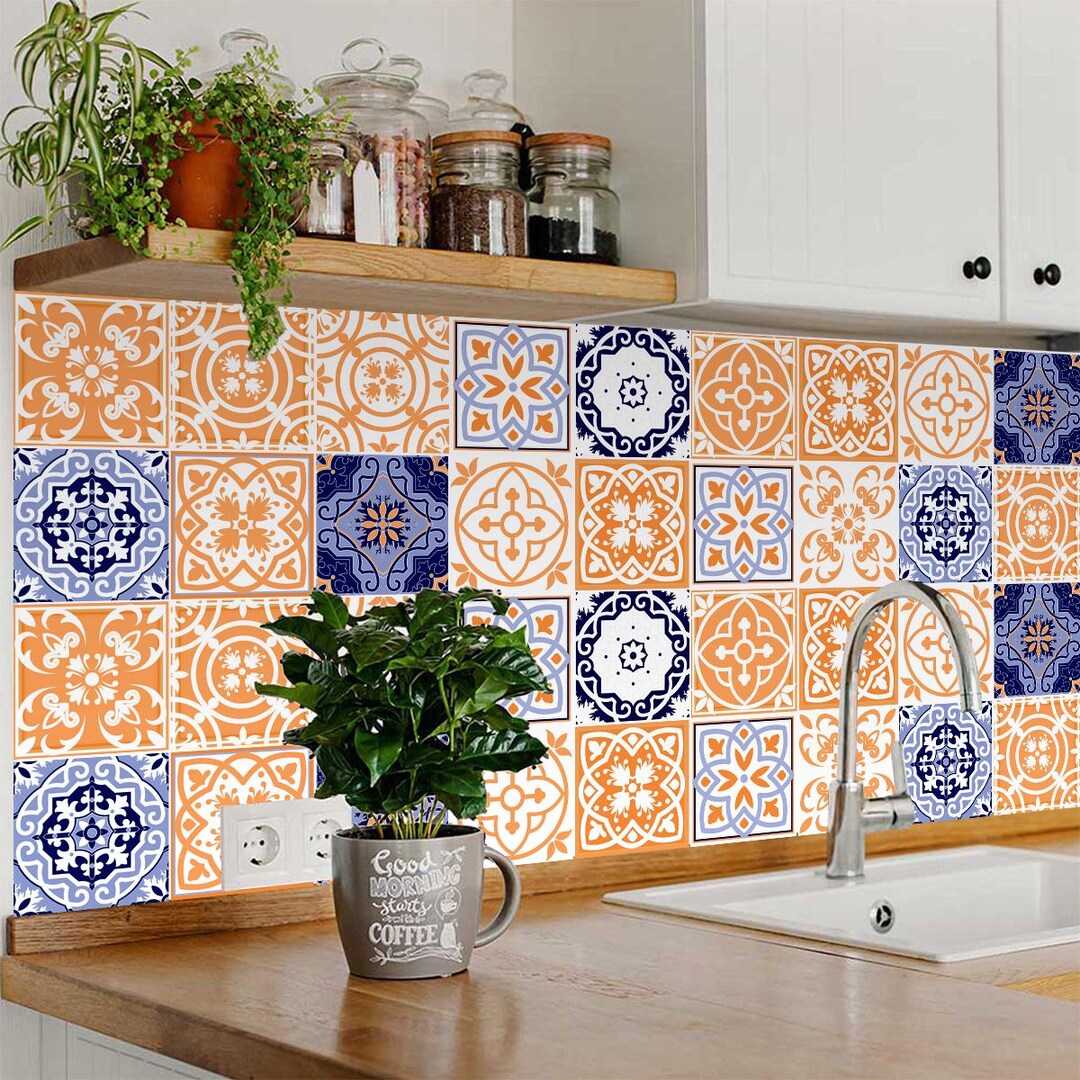 Kitchen Decals Peel and Stick Backsplas Stickers 24 Tiles Decals Tiles ...