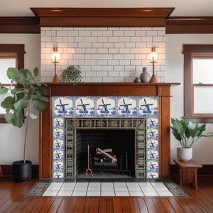 Set of 24 Stick on Tiles Backsplash, Boat Delft Tiles Peel and Stick ...
