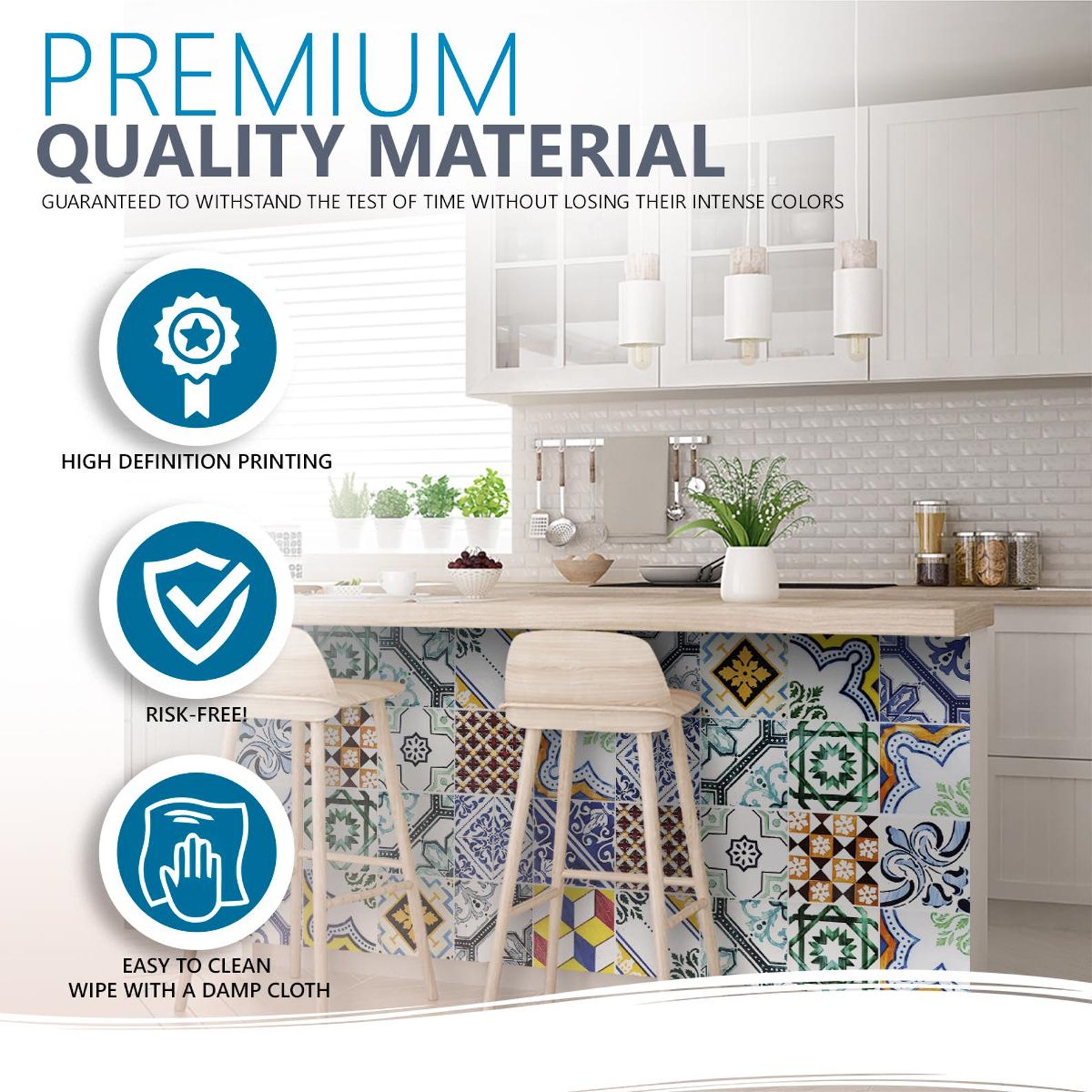 Spanish Set of 16X 2 (32 PCS) Tiles Decals Tiles Stickers Tiles for ...