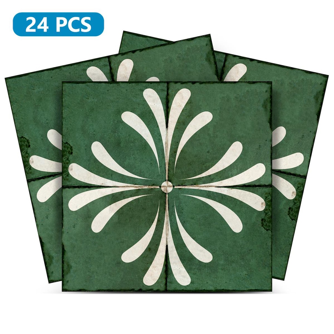 Green Retro Vintage Flower Design Tile Stickers Model - R115 - Etsy