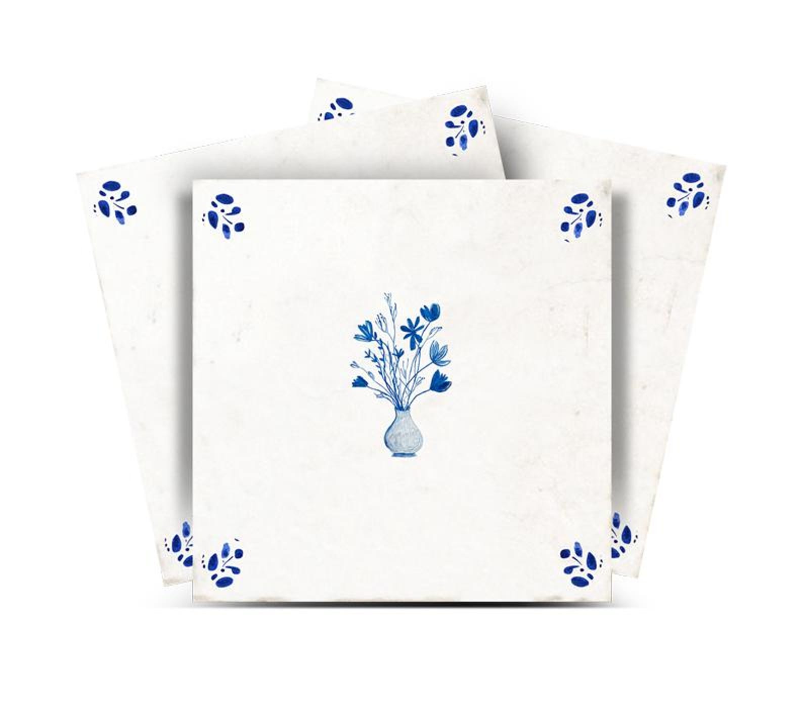 Delft Blue Pattern Flower Tile Vintage Blue Peel and Stick Tile ...