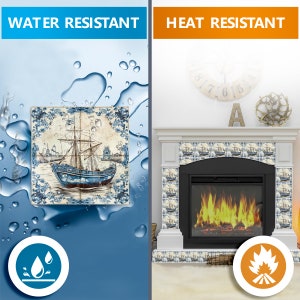 Set of 24 Stick on Tiles Backsplash, Boat Delft Tiles Peel and Stick ...