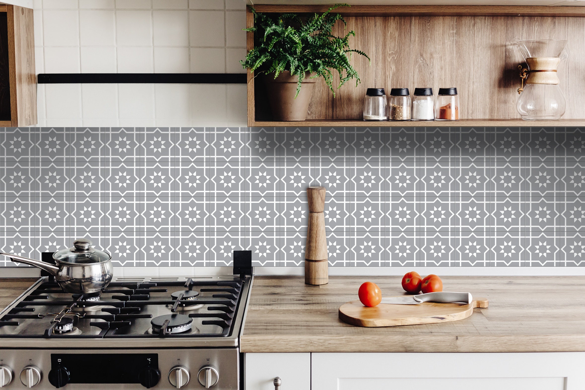 Lithe Soft Gray & White Tile Stickers Peel and Stick - Etsy