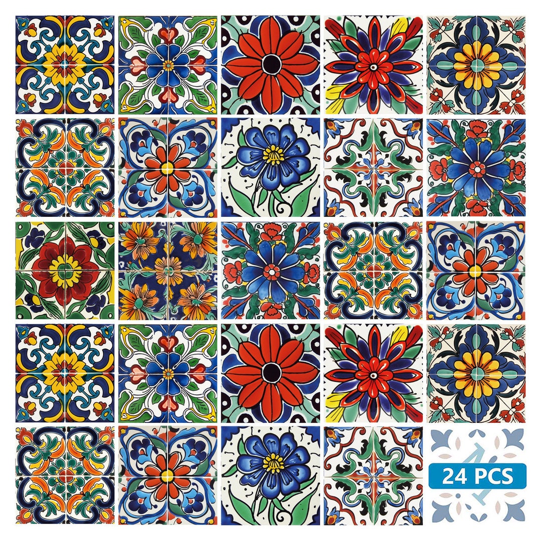Mexican Peel and Stick Vinyl Tile Stickers Flowers Tiles C18 - Etsy