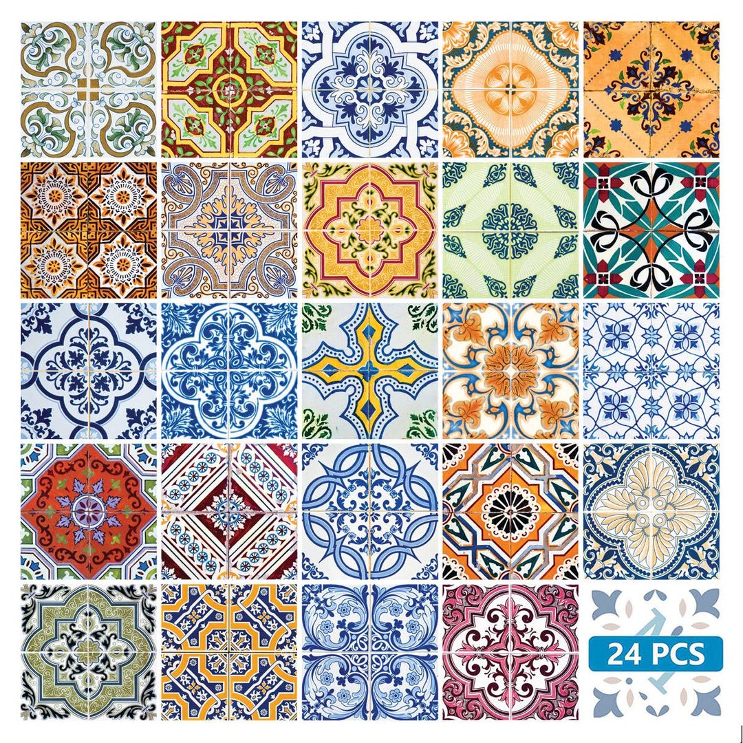 Spanish Set of 24 Tiles Decals Tiles Stickers Tiles for Walls Kitchen ...