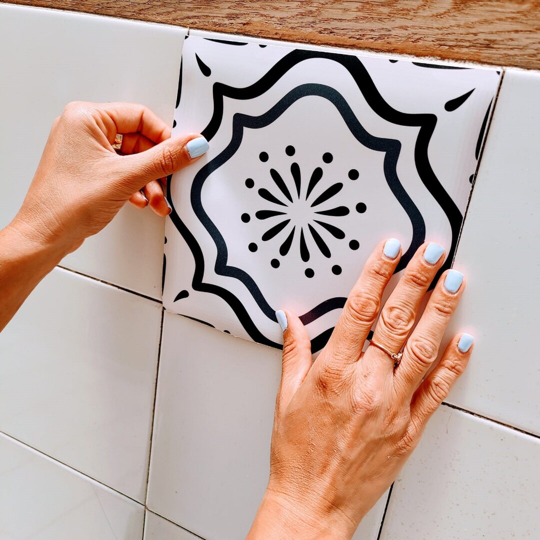 24 Vintage Traditional Tiles Decals White Stickers Stairs Decals Tiles ...