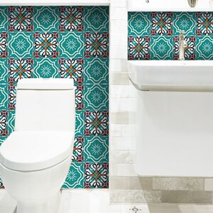 Bathroom Decals Peel and Stick Backsplas Stickers 24 Tiles Decals Tiles ...