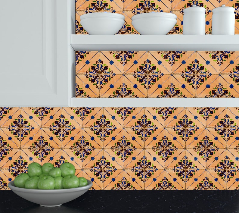 Traditional Spanish Set of 24 Tile Stickers Wall Decals | Etsy