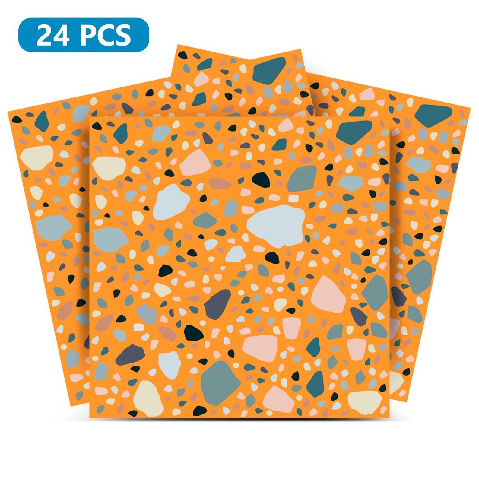 Terrazzo Peel and Stick Backsplash Tile Stickers 24 Tiles Decals Tiles ...